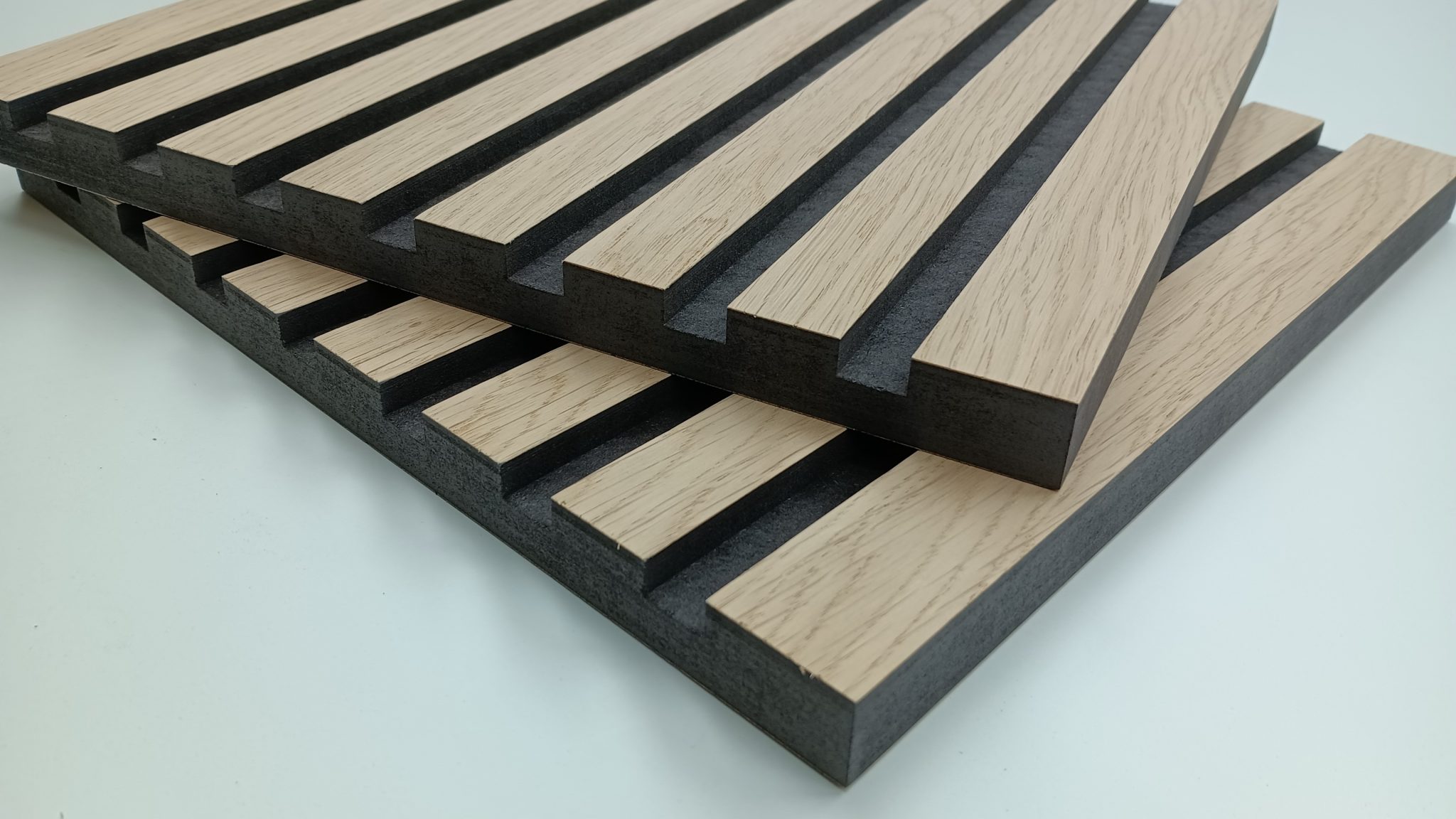 Natural Oak Veneered Slat Wall Panels Black Core MDF - JustMDF Boards ...