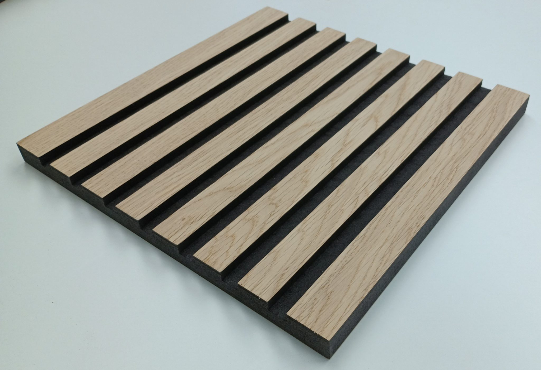 Natural Oak Veneered Slat Wall Panels Black Core MDF - JustMDF Boards ...